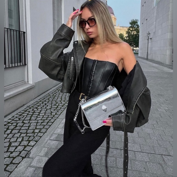 Zara | Tops | Zara Faux Leather Corset Top | Poshmark